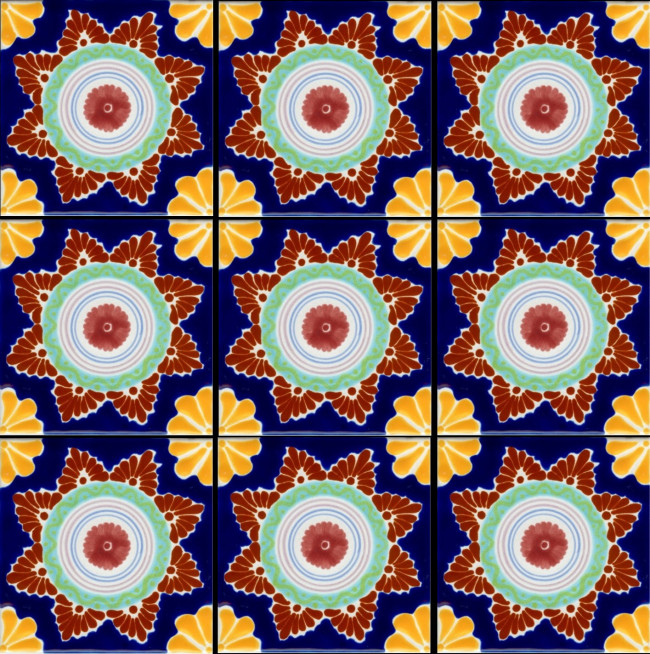 Hand Painted Pool Tiles - Porcelain Baroque Designs 4