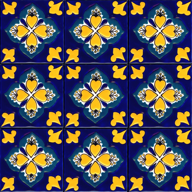 Hand Painted Pool Tiles - Porcelain Baroque Designs 8