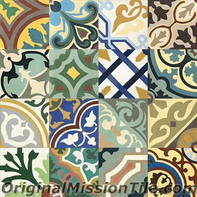Original Mission Tile Cement Patchwork I - 8 x 8