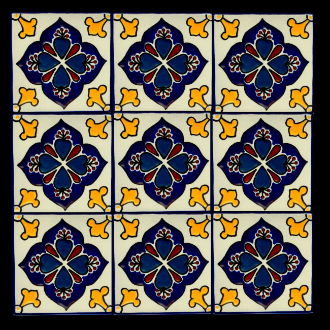 Hand Painted Tiles - Clay Body Poblana Line, Colonial Designs No. 2
