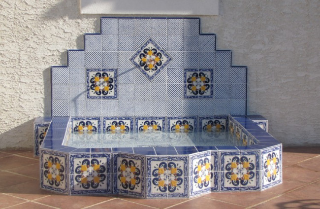 Hand Painted Pool Tiles - Porcelain Medallions & Corners, Baroque 7